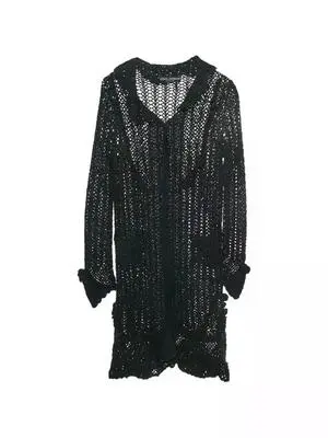 Dolce & Gabbana Cotton Crochet Knit Coat - Black