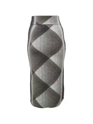 424 Plaid Curvy-slit Midi Skirt