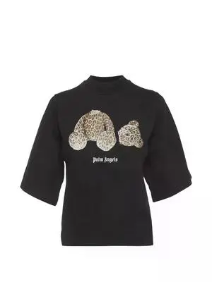 Palm Angels Teddy Print Mock Neck T-shirt