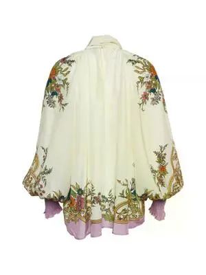 ALEMAIS Antoinette Floral-print Neck-tie Blouse