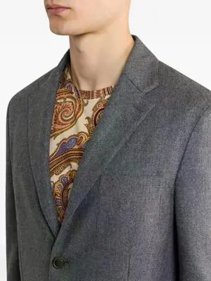 Etro Single-breasted Jacket In Plain-coloured Wool-blend Flannel
