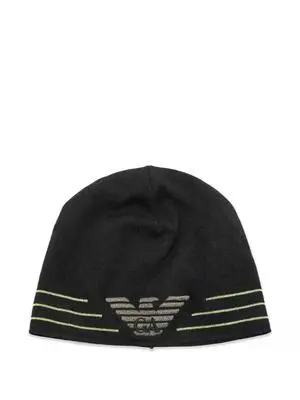 Giorgio Armani Logo-embroidered Beanie Hat - Black