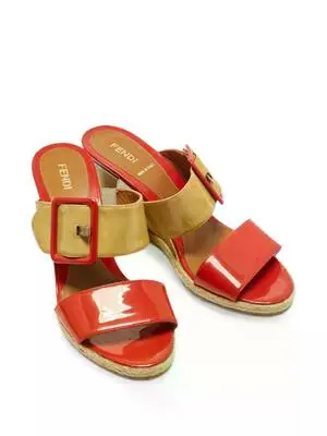 Fendi Patent Wedge Sandals