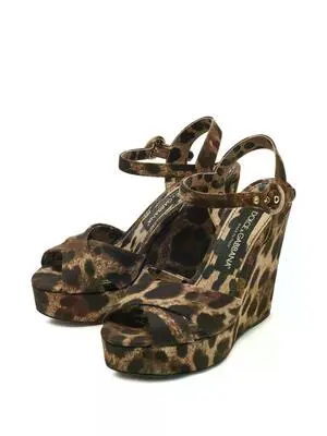 Dolce & Gabbana Leopard Print Wedge Sandals