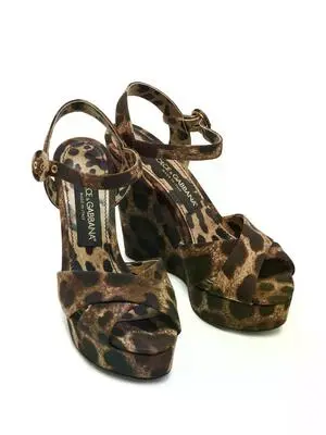 DOLCE & GABBANA Dolce & Gabbana Leopard Print Wedge Sandals