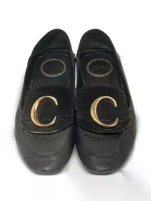 Chloé Leather C-logo Loafers