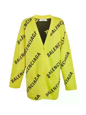 Balenciaga Logo Knit V-neck Cardigan