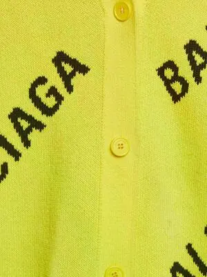 Balenciaga Logo Knit V-neck Cardigan