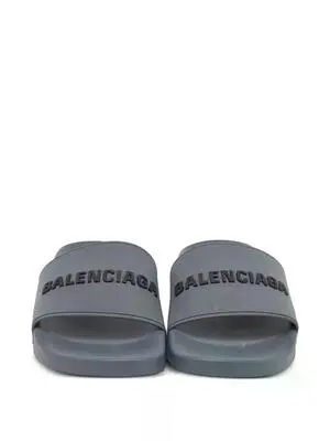 Balenciaga Embossed Logo Open-toe Slides