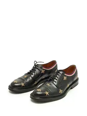 Gucci Embroidered Derby Shoes - Black