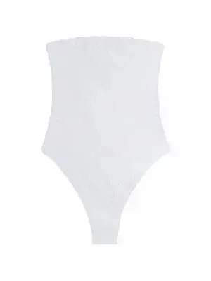 MC2 SAINT BARTH Broderie Anglaise Bandeau Swimsuit - White