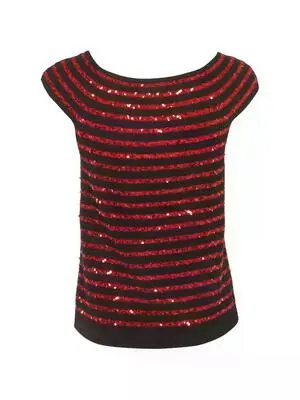 Sonia Rykiel Paris Sequin Embellished Striped Cashmere Top