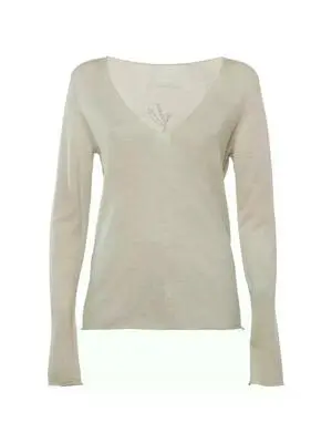 Zadig&Voltaire Embellished Long-sleeve V-neck Top - Neutrals