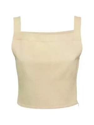 Alaïa Beige Canvas Sleeveless Crop Top - Neutrals