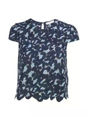 Sandro Lace Cropped T-shirt - Blue