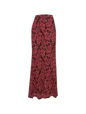 Roberto Cavalli Floral Lace Maxi Skirt - Red
