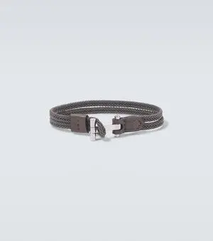 TOM FORD Braided Leather-trimmed Bracelet - Grey