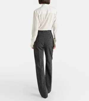 Alexander McQueen Chalk Stripe Straight Leg Wool Pants