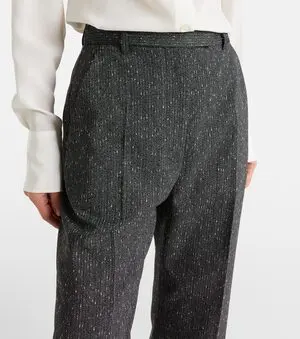Alexander McQueen Chalk Stripe Straight Leg Wool Pants