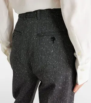Alexander McQueen Chalk Stripe Straight Leg Wool Pants