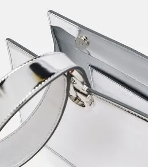 FERRAGAMO Gancini Metallic Leather Clutch