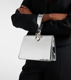FERRAGAMO Gancini Metallic Leather Clutch