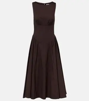 Staud Gwen Cotton Poplin Midi Dress