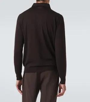 LARDINI Virgin Wool Polo Sweater - Brown