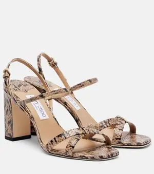 JIMMY CHOO Elsy Snake-effect Leather Slingback Sandals - Multicoloured