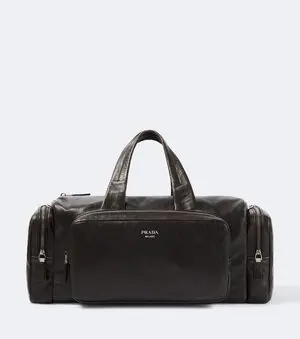 Prada Distressed Leather Duffel Bag - Brown