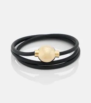 Loewe Leather Bracelet With Gold-tone Detail - Black