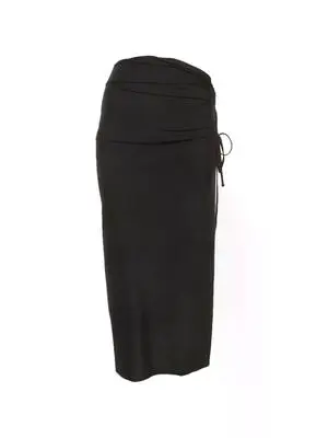 Sandro Ruched Detail Midi Skirt - Black