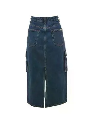 SELF-PORTRAIT Denim Cargo Midi Skirt