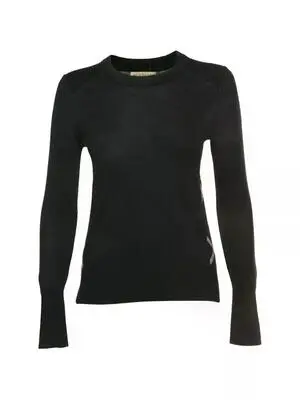 Burberry Long-sleeve Merino Wool Crew Neck Sweater - Black