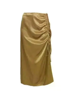 Polo Ralph Lauren Ruched Maxi Skirt With Side Slit - Brown