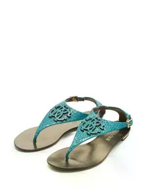 Roberto Cavalli Python-embossed Thong Sandals