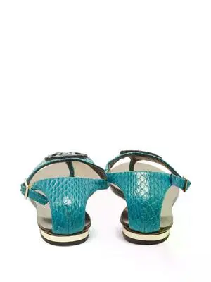 Roberto Cavalli Python-embossed Thong Sandals
