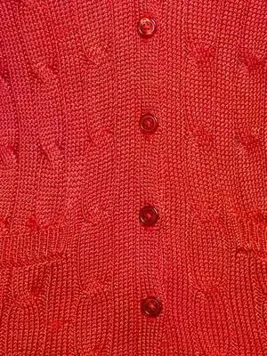 Ralph Lauren Silk Cable-knit Cardigan - Red