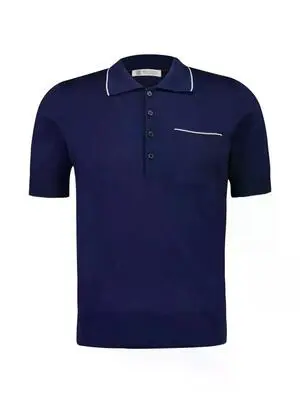 Brunello Cucinelli Contrast-trim Polo Top - Blue