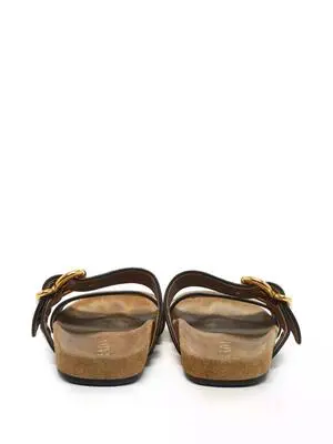 Prada Metallic Leather Buckle Slide Flat Sandals