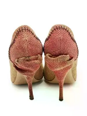 Miu Miu Beige Woven Pointed-toe Stiletto Pumps