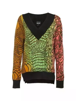 Just Cavalli Animal Pattern V-neck Sweater