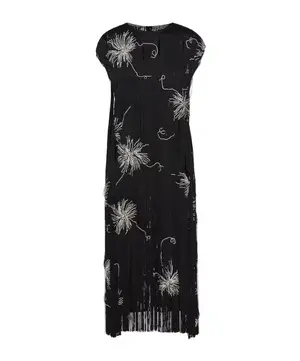 Prada Embroidered Tassel Dress - Black