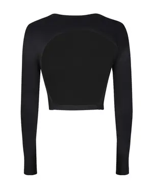 MSGM Cut-out Crewneck Cropped T-shirt