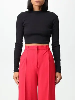 MSGM Cut-out Crewneck Cropped T-shirt