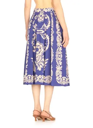 Etro Pleat Detailed Printed Midi Skirt