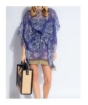Etro Semi-sheer Floral Print Kaftan Dress
