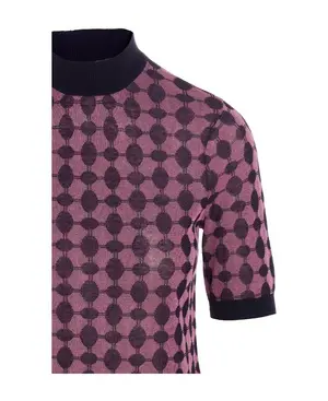 Tory Burch Jacquard Knit Mock Neck T-shirt