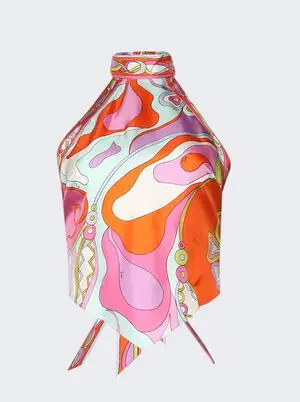 Emilio Pucci Orchidee Print Silk Top - Multicolor
