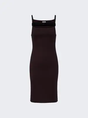 COURREGES 90's Rib Strap Dress Burnt And Black - Red